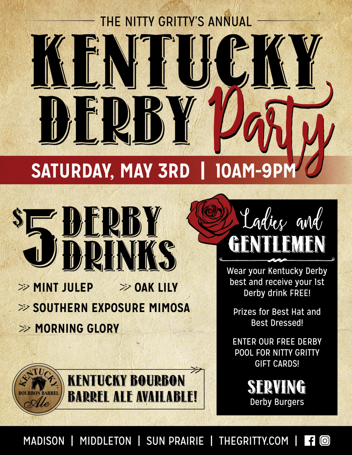 Nitty Gritty's Annual Kentucky Derby Party | Sun Prairie, WI