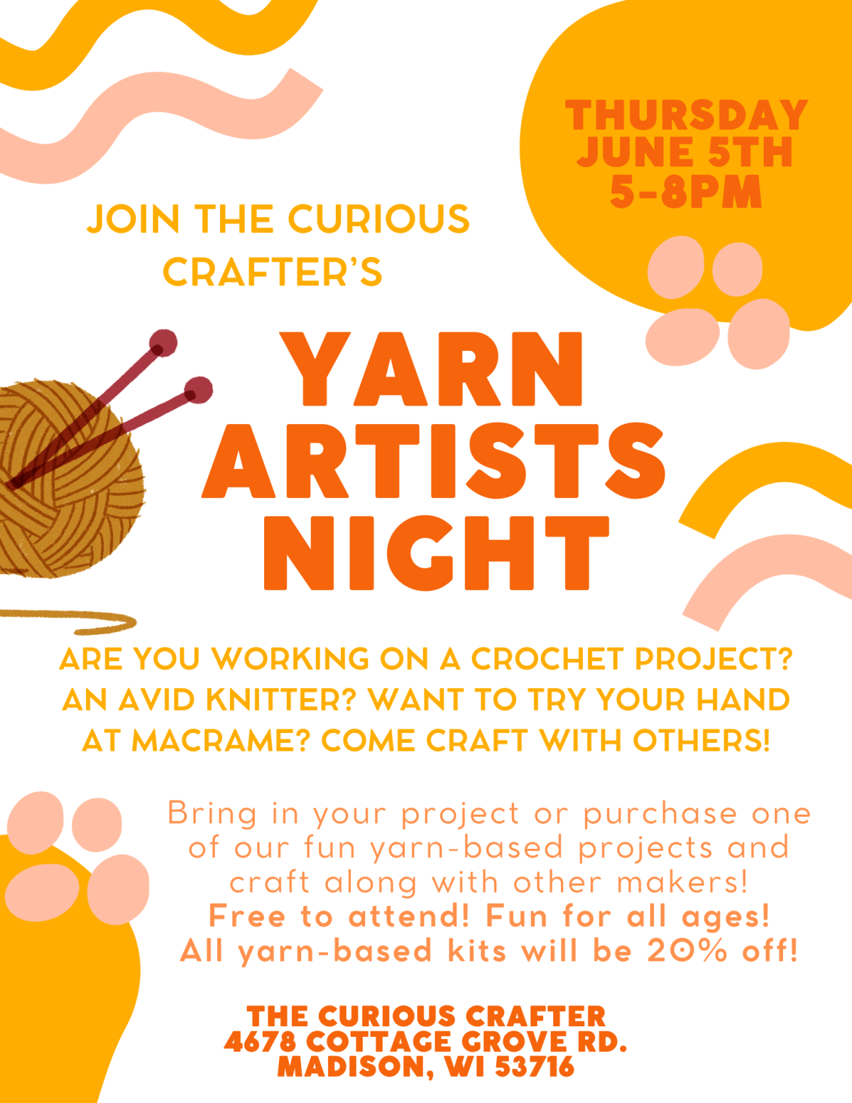 Yarn Artist's Social Night! | Madison, WI