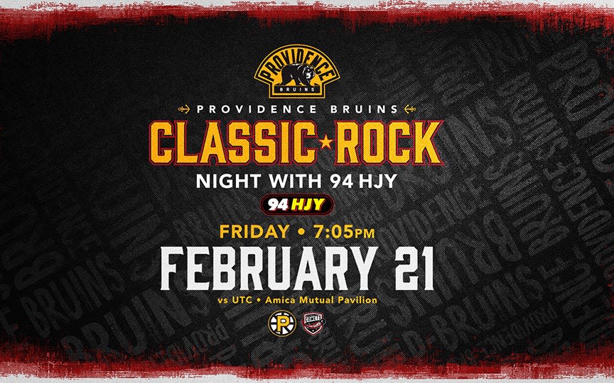 Providence Bruins vs. Utica Comets (Classic Rock Night x 94HJY ...