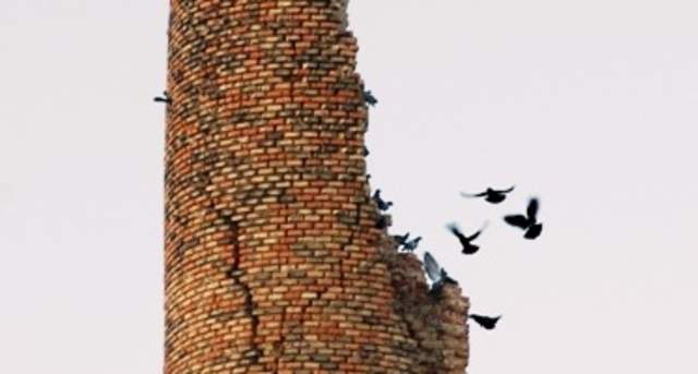 man upside down chimney