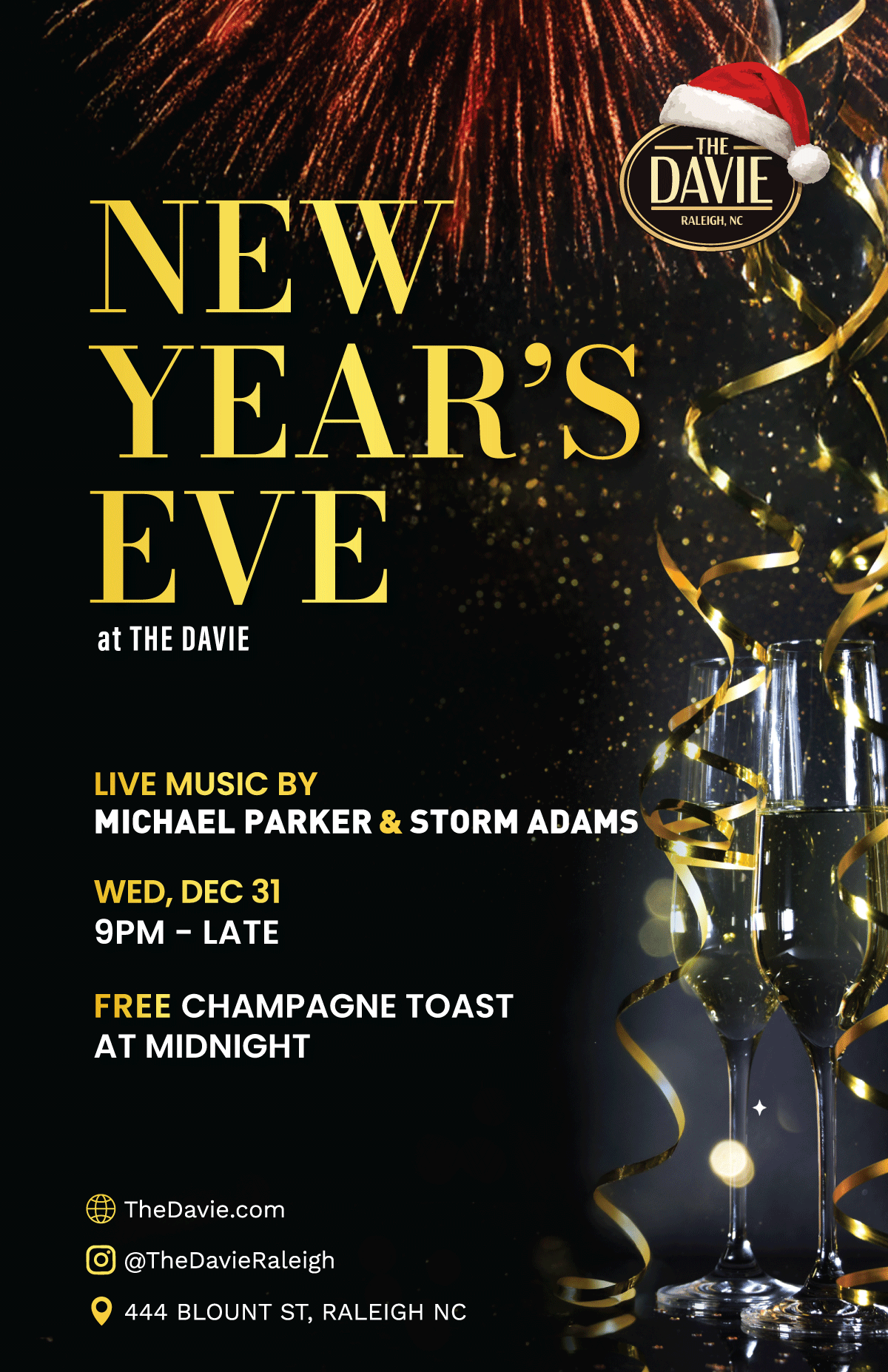 New Year’s Eve at The Davie with Michael Parker & Storm Adams | Raleigh ...
