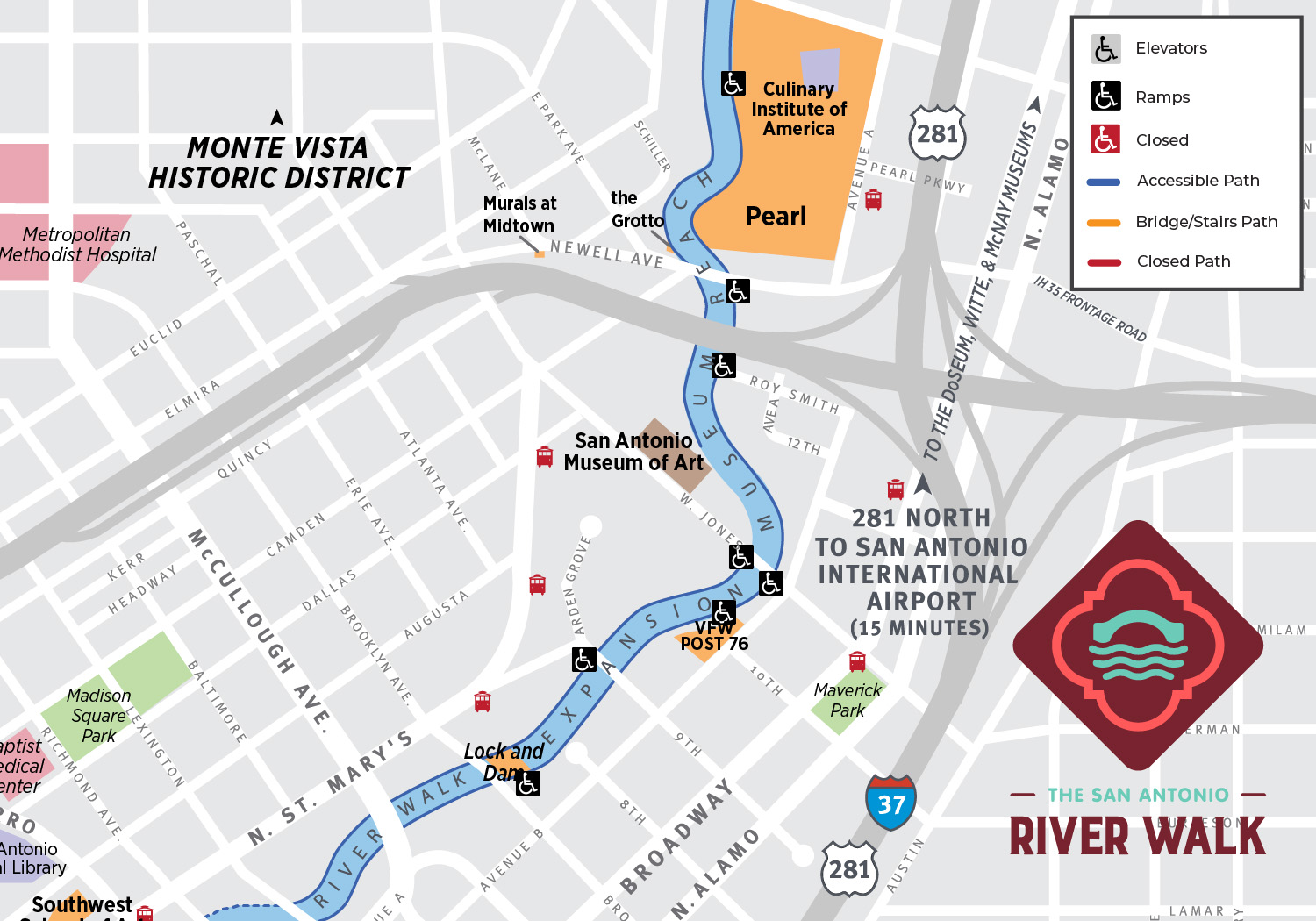 Mapa De Riverwalk San Antonio Texas River Walk Tour (Self Guided), San